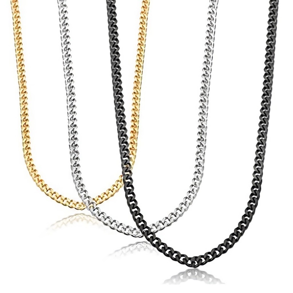 Punk Vintage Men Necklace Stainless Steel Cuban Link Chain Gold Black ...