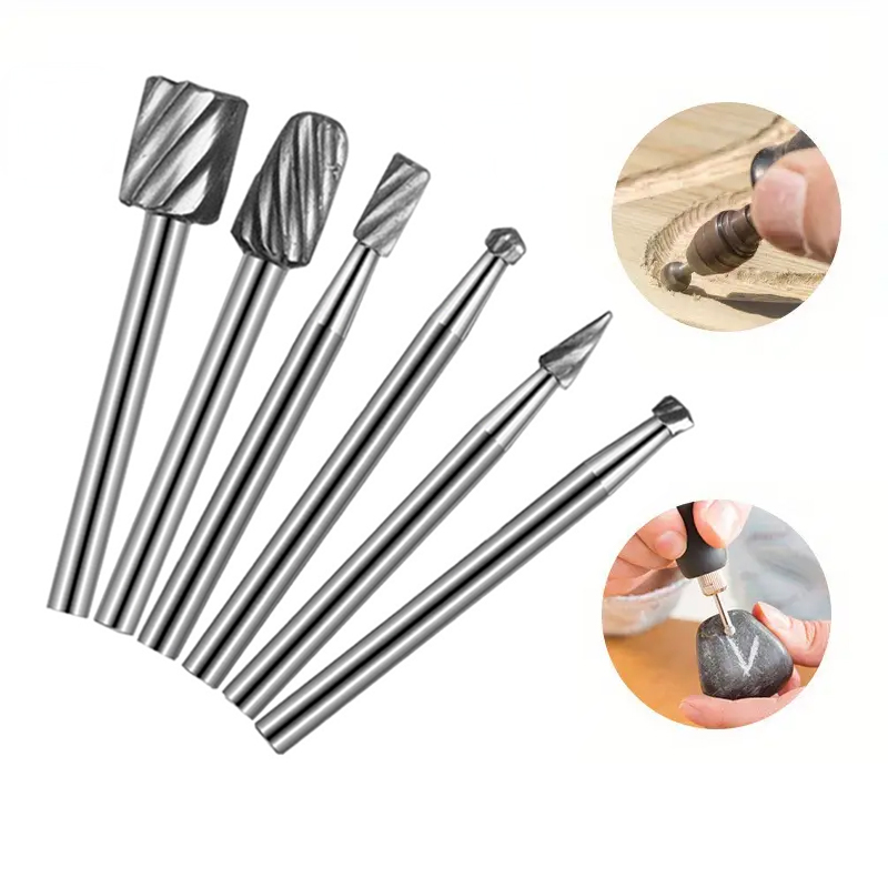6PCS high-speed steel woodworking small rotating file grinding head DIY ...