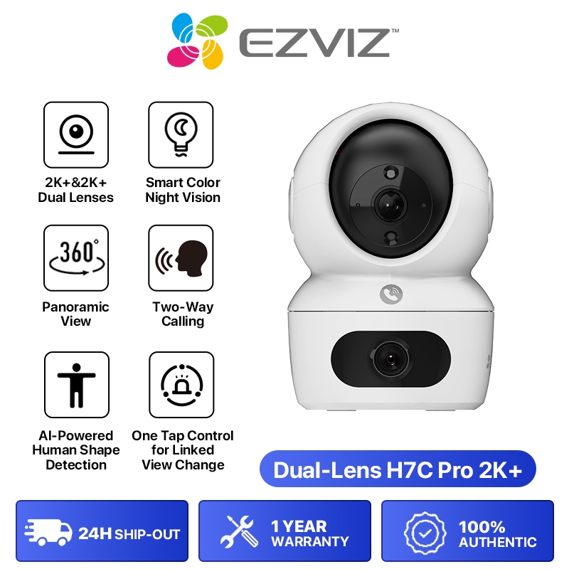 EZVIZ H7C 2K+ Dual Lens CCTV Indoor WiFi Camera, Pan Tilt, 2-Way Audio ...
