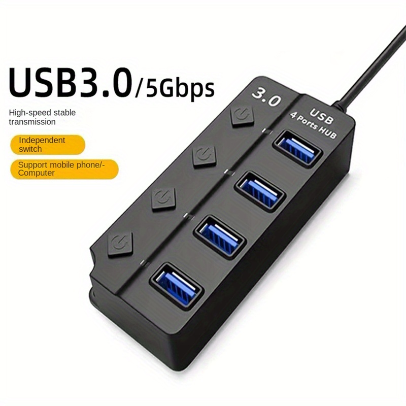 Multi USB HUB USB3.0 2.0 Hub Splitter Use Power Adapter 4 Port Expander ...