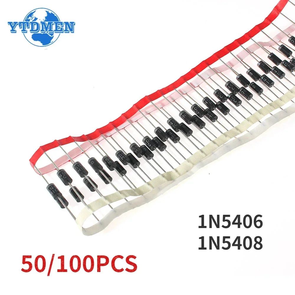50-100pcs Rectifier Diode Shoteki Diode 1N5406 1N5408 DO-27 3A 600V 1 ...