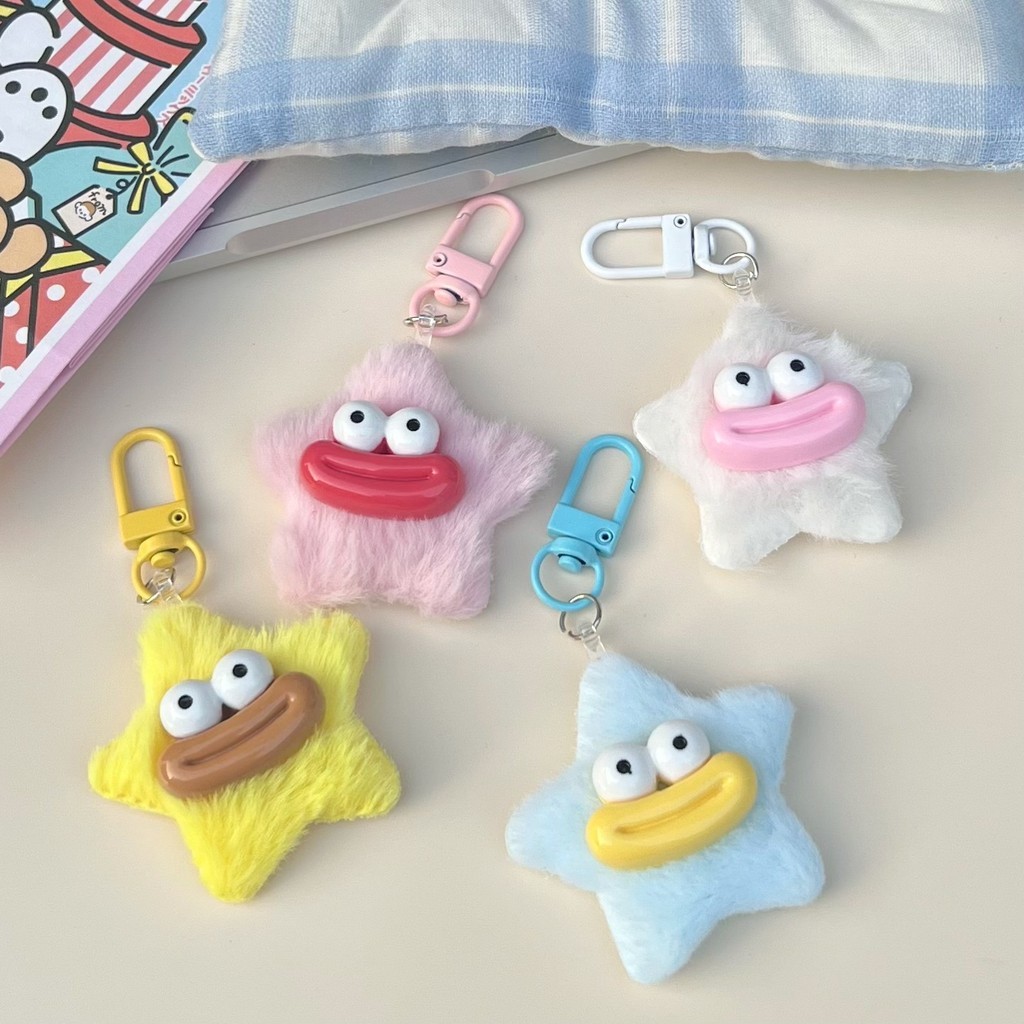 Funny star keychain mini plush toy sausage mouth keychain cute plush ...