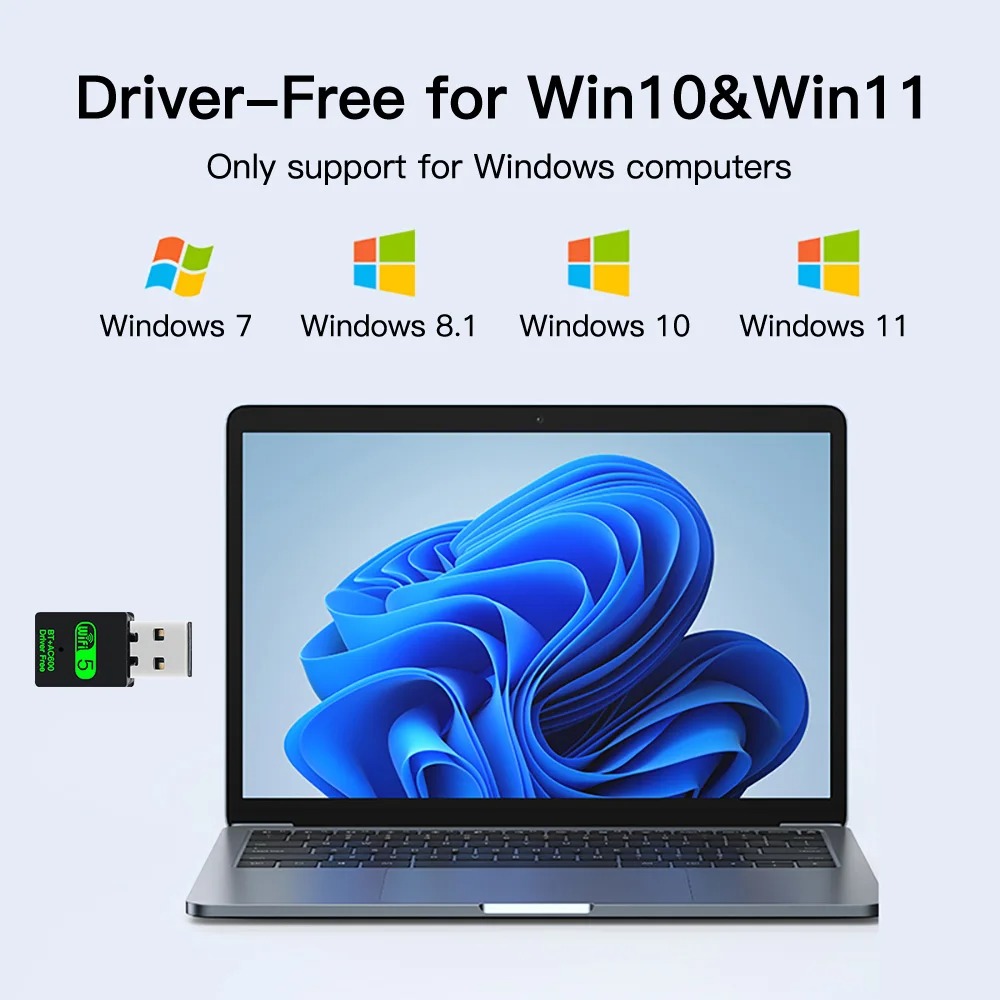 Wireless Network Receiver 600Mbps Dual Band 2.4/5GHz USB WiFi Adapter ...