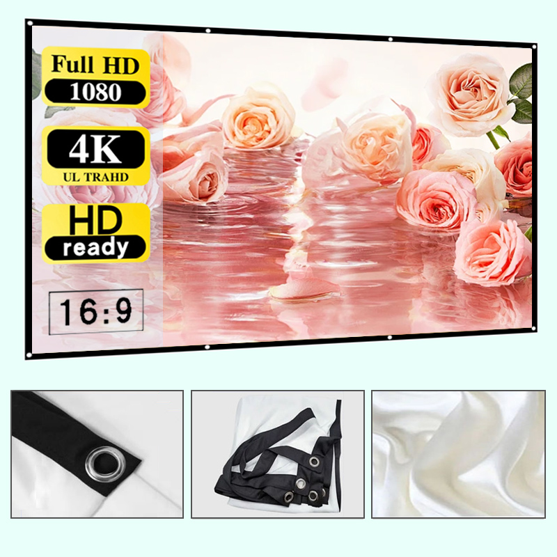 4K high-definition, easy to fold, convenient polyester soft screen, 120 ...