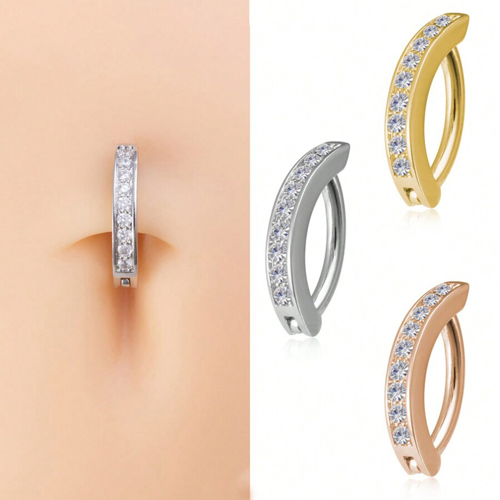1 Simple Fashion Single Row Zircon Umbilical Ring Ladies Close-Fitting ...