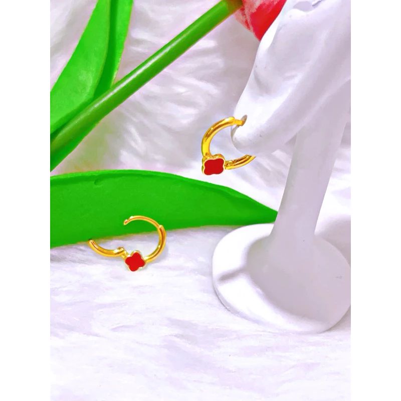 ZIHANG JEWELRY 24K Gold plated charmed hoop earrings for women #356-360 ...