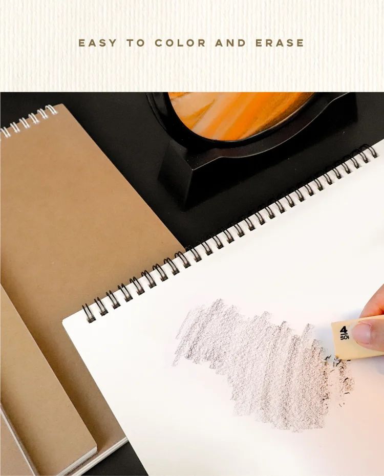 A3/8K/A4/16K/A5 Kraft Paper Sketchbook Spiral Art Notebook Blank Sheets 160GSM HardCover School ...