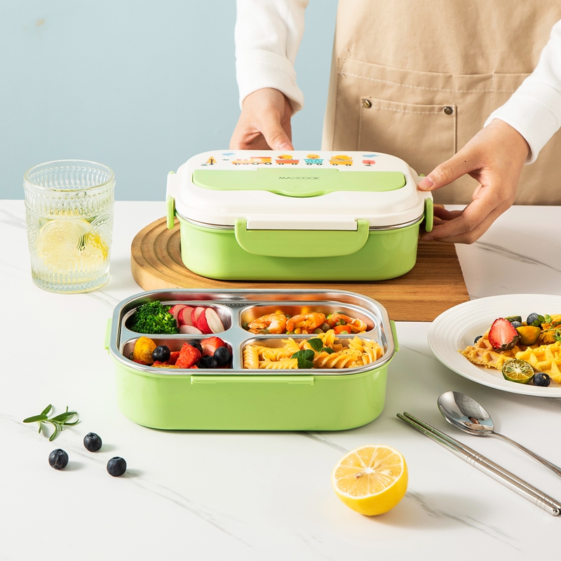 MAXCOOK 4 Compartments Lunch Box 304 Stainless Steel Lunch Box With ...