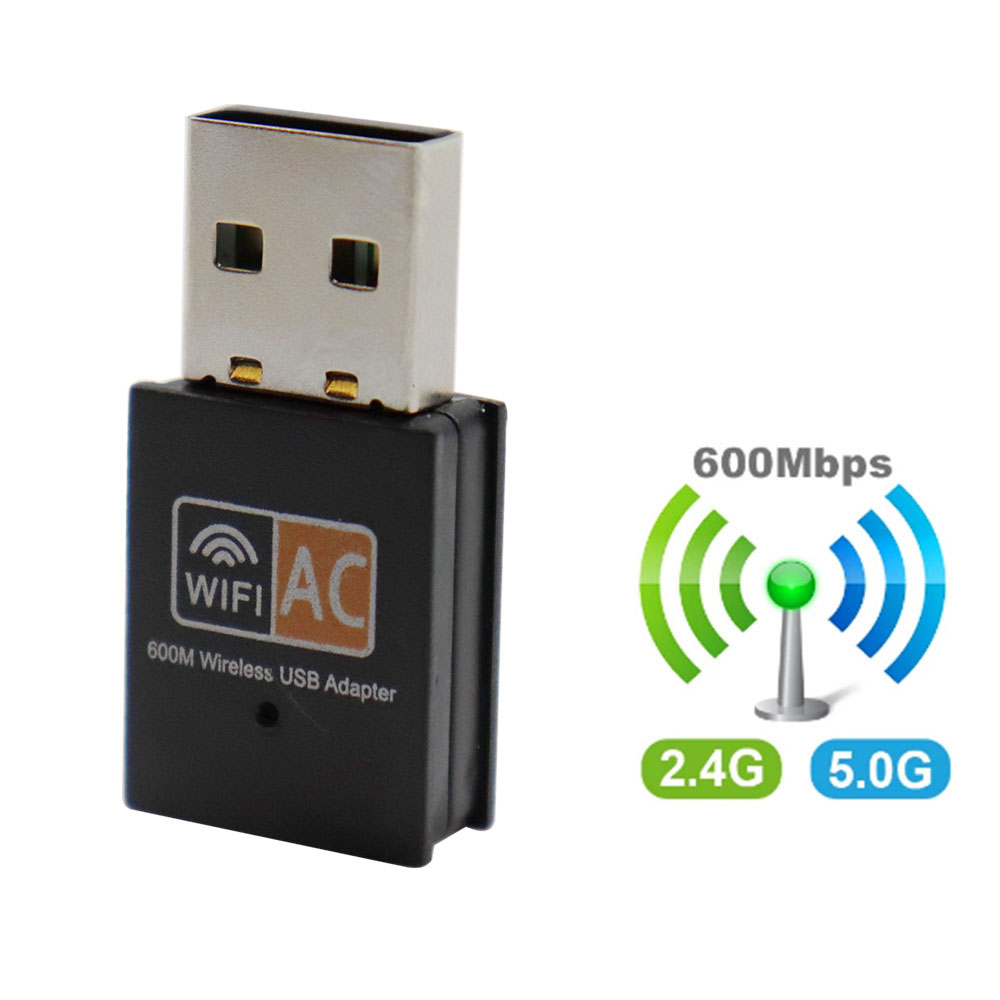 600mbps USB Wifi Adapter Dual Band 2.4GHz / 5GHz Wireless WLAN Adapter ...