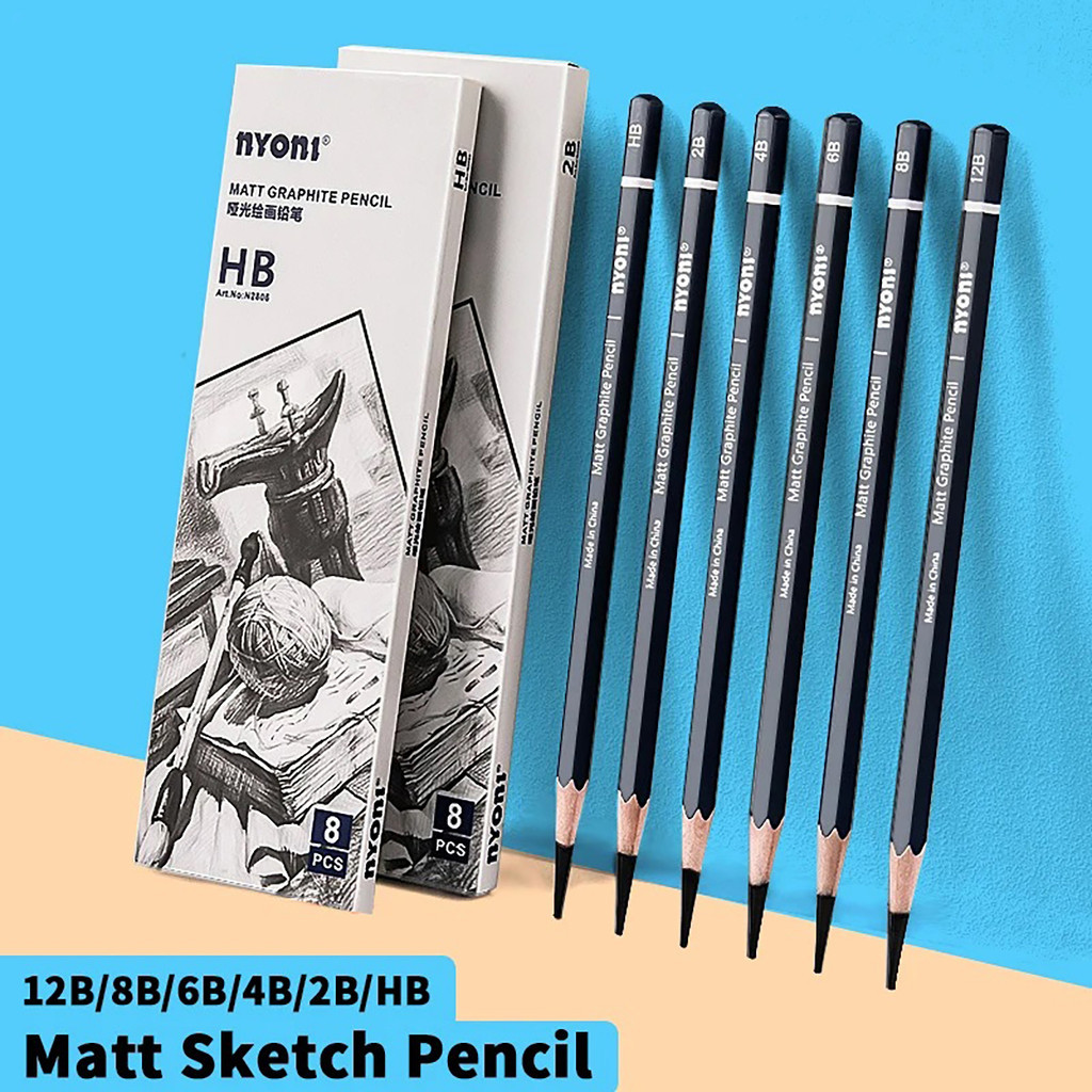 Matte Sketch Pencil HB 2B 4B 6B 8B 12B Artist Students Matt Graphite ...