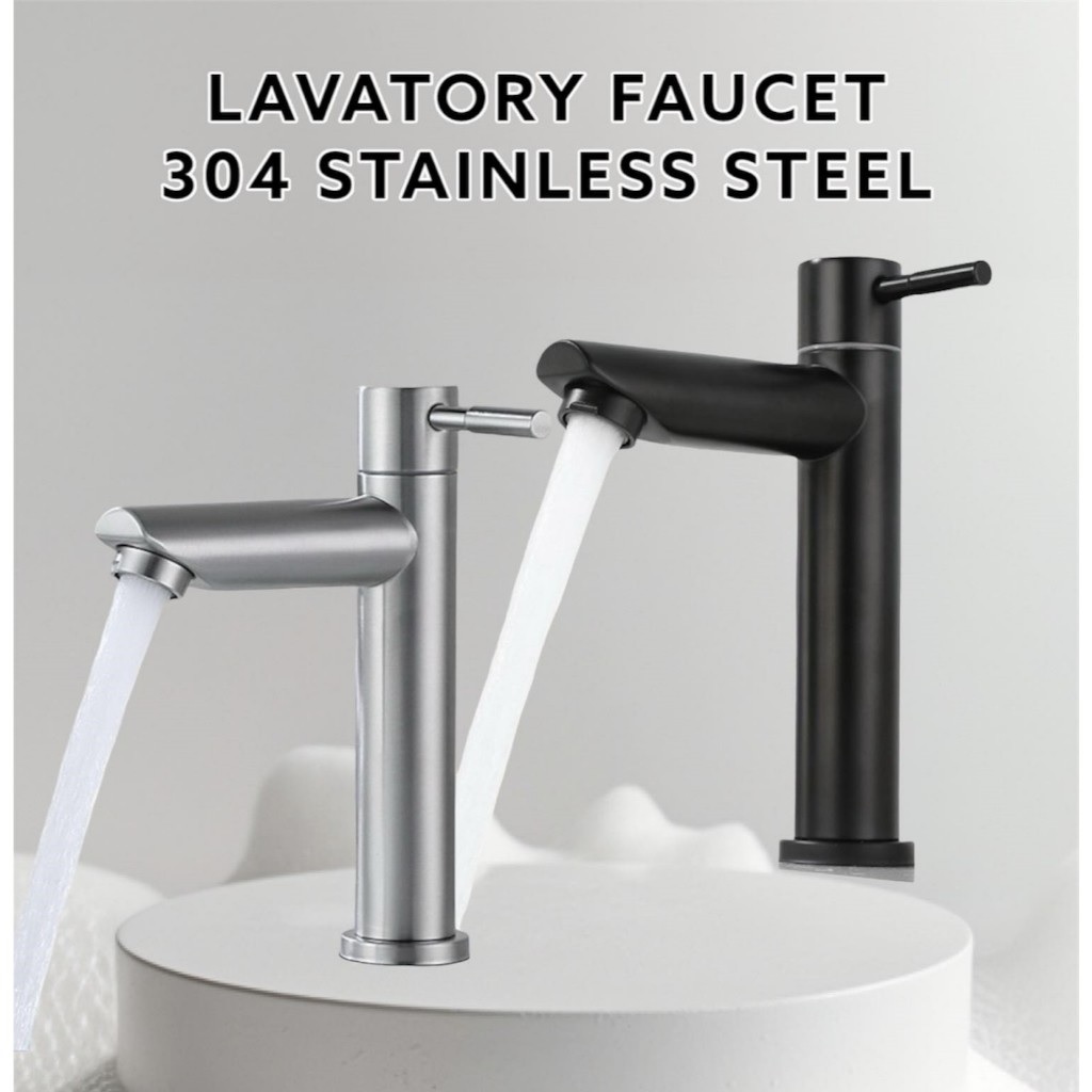 SUS304 Faucet Stainless Steel Lavatory Heavy Duty Tall Basin Bathroom ...