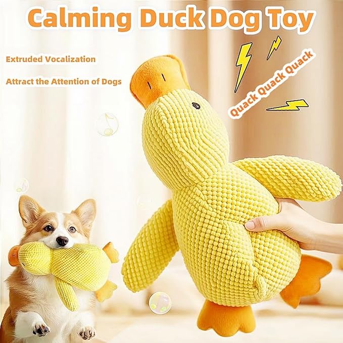 Mellow Duck Calming Dog Toy - Yellow Duck with Quacking Sound for ...