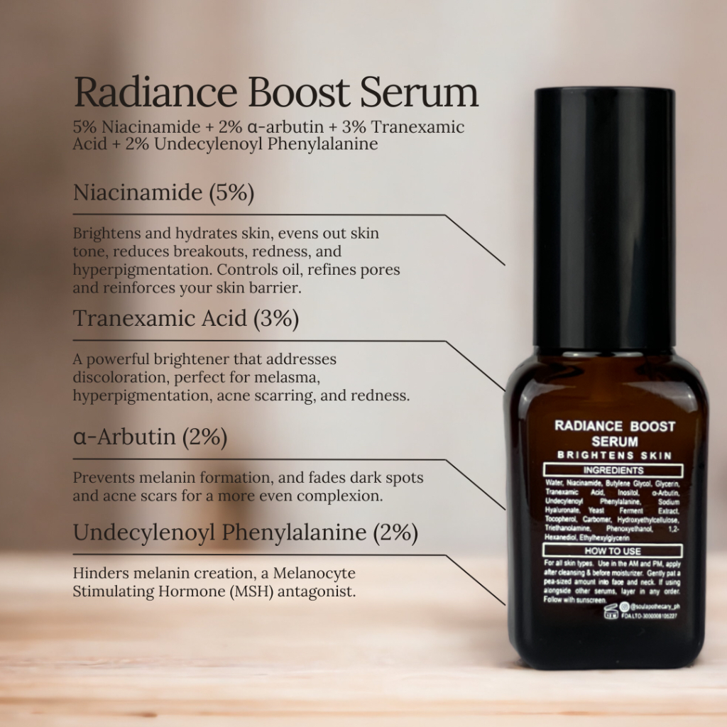 SOUL APOTHECARY Radiance Boost Serum Niacinamide Arbutin TXA Brightening Essence for Dark Spots ...