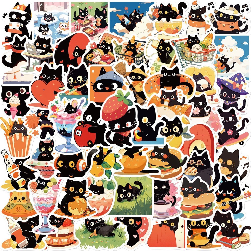 60Pcs Cat Notes Series Graffiti Stickers for Suitcases Mobile Phone ...