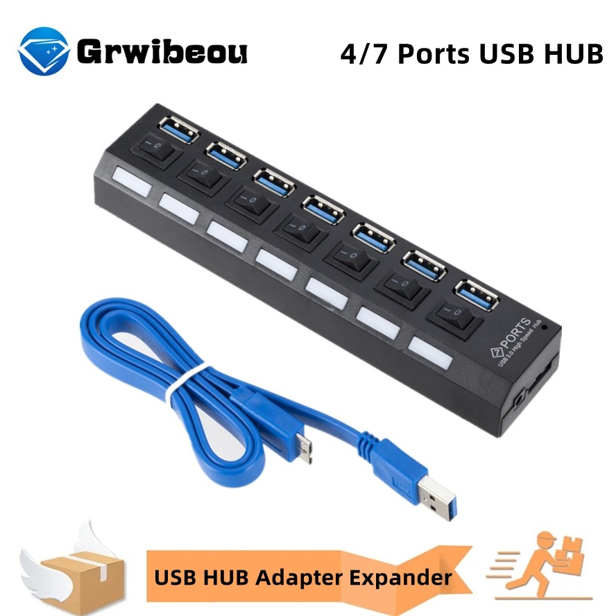 High Speed 4/7 Ports USB HUB 2.0 Adapter Expander Multi USB 3.0 ...