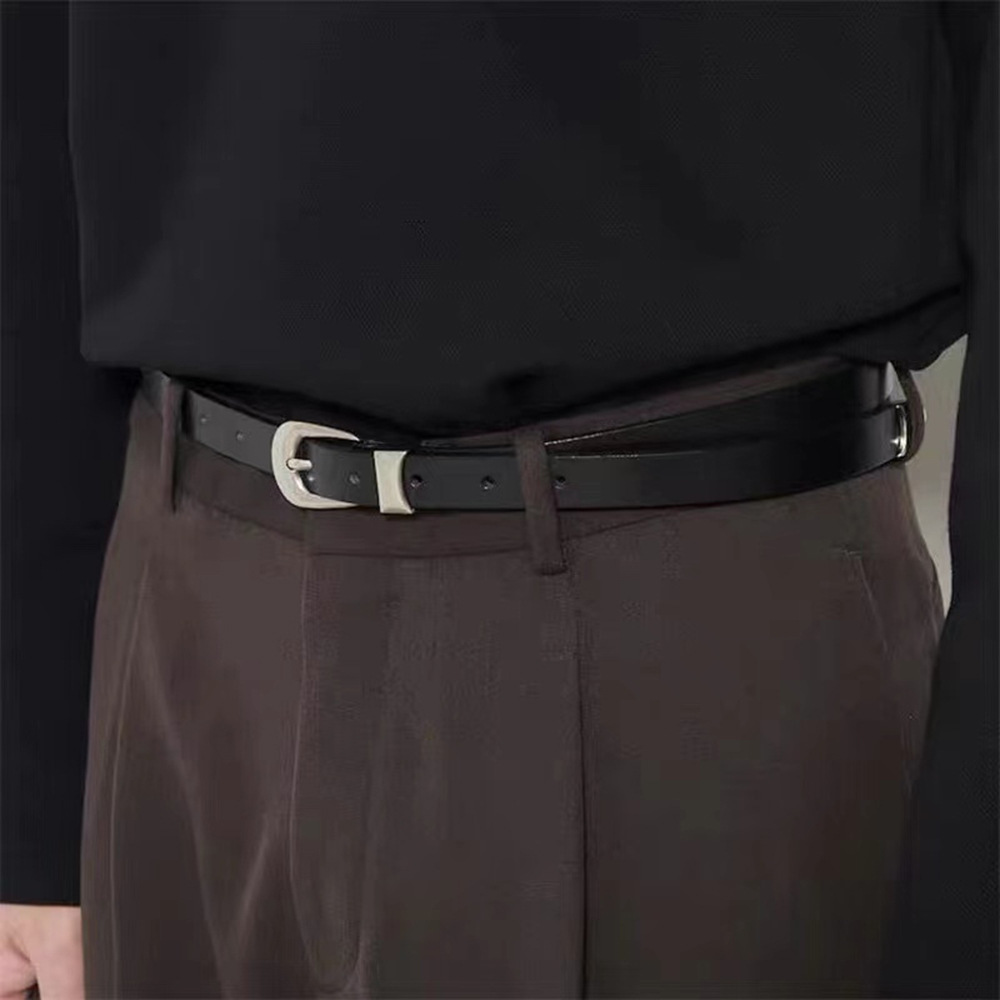 Unisex Korean Retro Leather Belt - Adjustable Lightweight Slim Strap ...