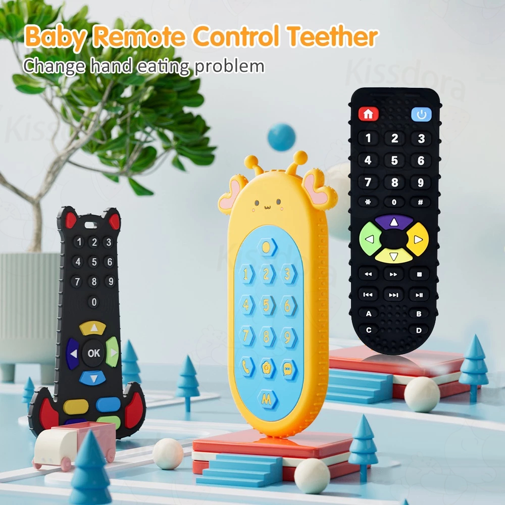 Kissdora Remote Control Baby Teether Toy | BPA-Free Silicone Sensory ...