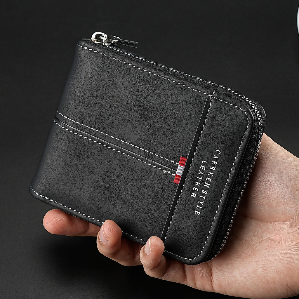 1 Piece Retro Men's Zipper Short Wallet Youth Fashion Multifunctional ...