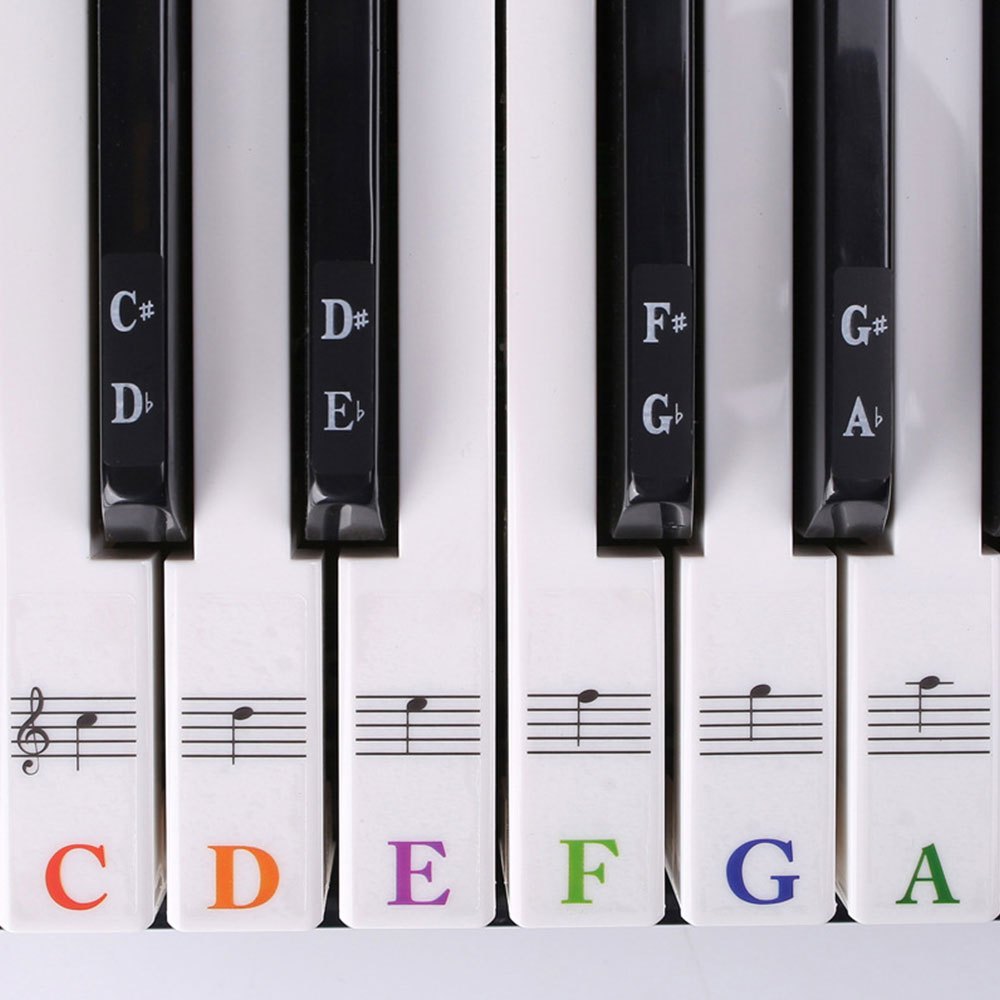 Piano Keyboard Stickers for 37-88 Key Bold Large Letter Piano Stickers ...