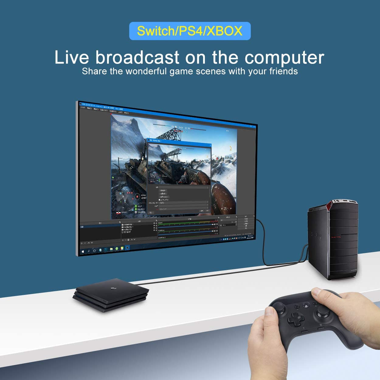 USB HDMI Capture Card Bluetooth Receiver ARGB Hub PC Power Button 1080P ...