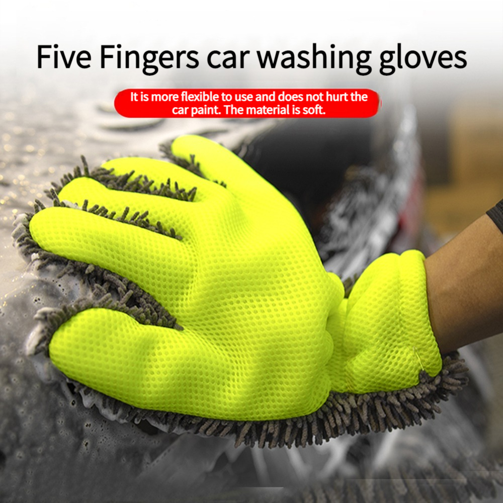 Plush Five-Finger Gloves Five-Finger Velcro Car Wash Gloves ...