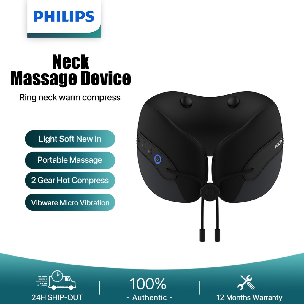 Philips U-Shaped Neck Massage Pillow Vibwave Hot Compress 360 Support ...