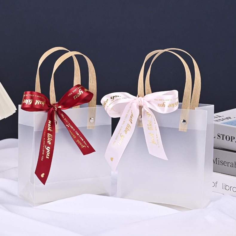 Clear Gift Bags with Handles - Plastic Frosted Bags - Waterproof ...