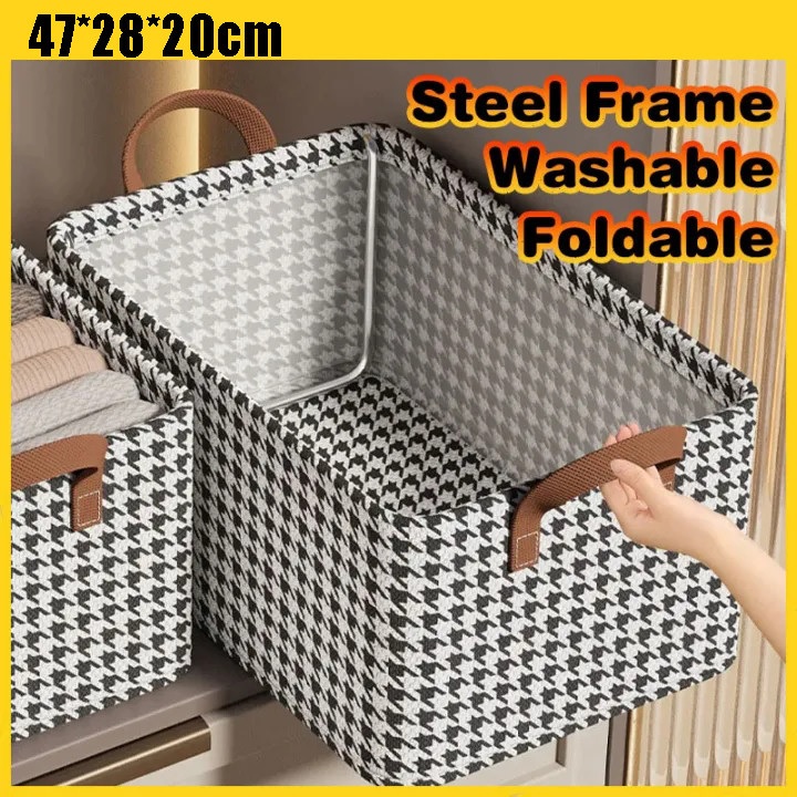 Steel Frame Foldable Clothes Storage Box Foldable Closet Washable ...