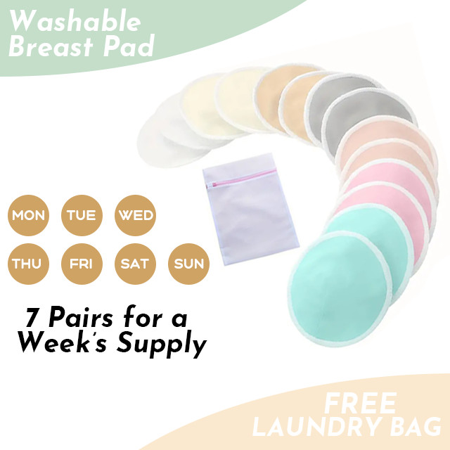 Organic Bamboo Reusable Nursing Breast Pads Washable Breastfeeding Pad ...