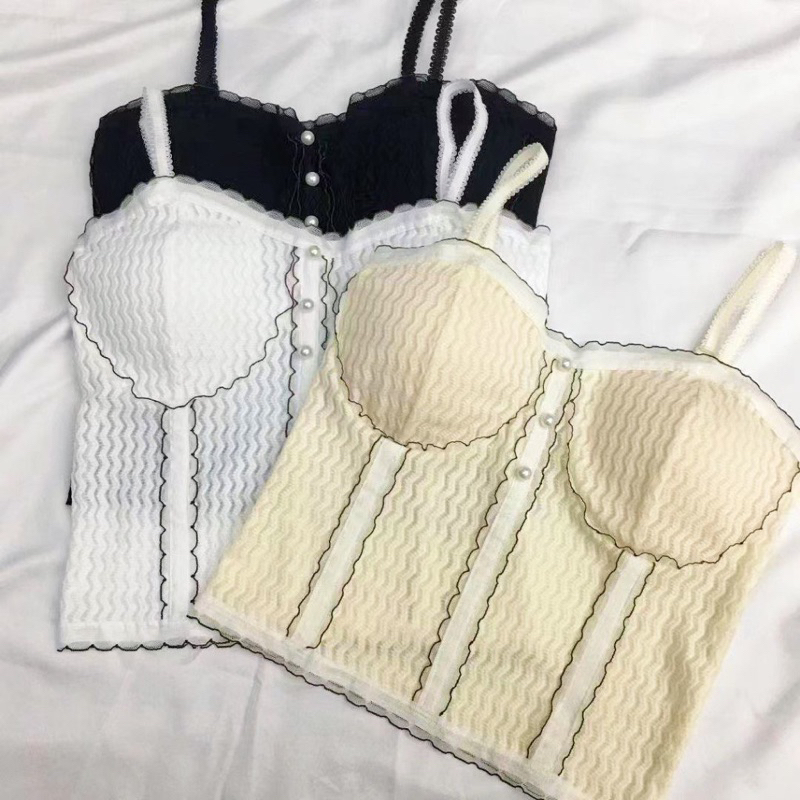 【M&M】2250# Summer Lace Chest Pad Camisole Women Solid Color Sexy ...