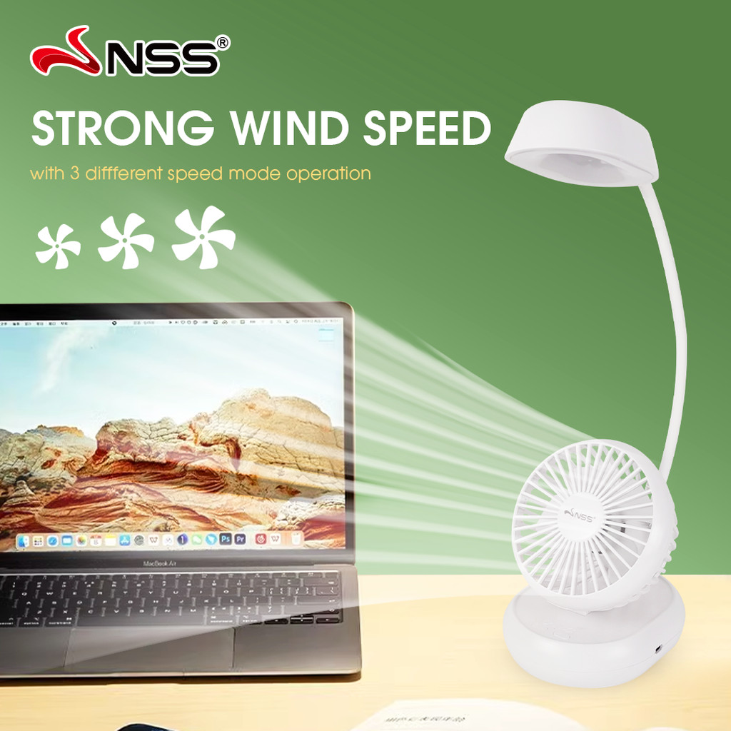 NSS Rechargeable Mini LED Desk Lamp Fan - NS-F885 | Shopee Philippines