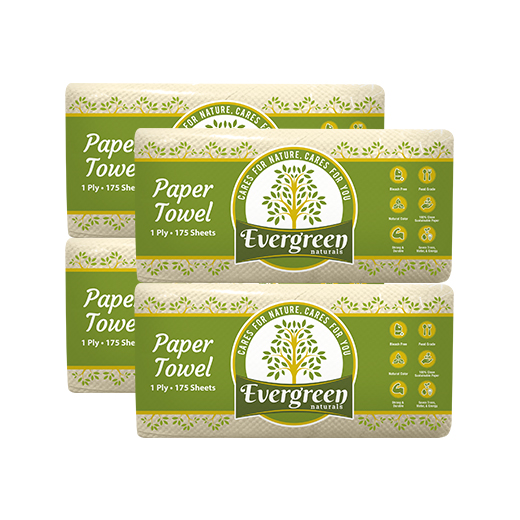 Evergreen Naturals Paper Towel 1 Ply 175 Pulls x 4 Packs | Shopee ...