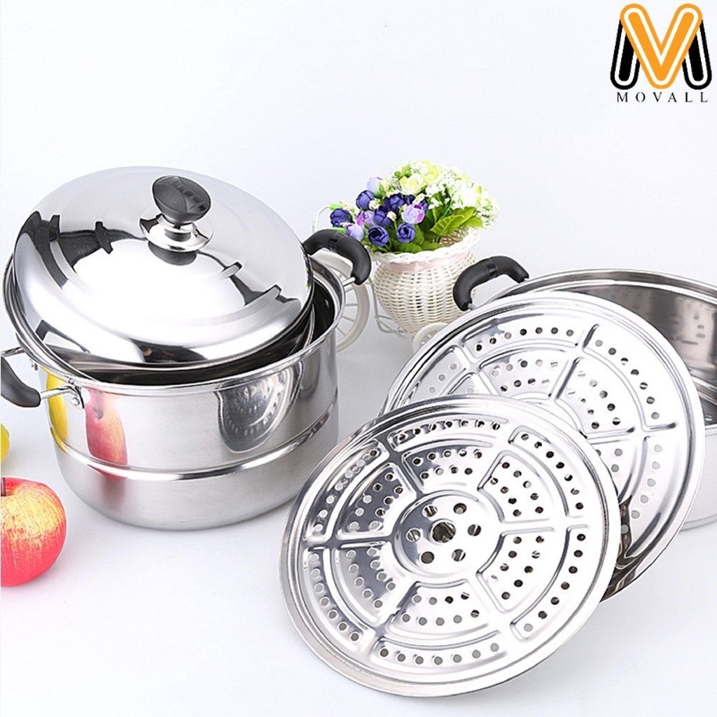 Stainless Steel Steamer Cookware Multi-functional 3 Layers | Shopee ...
