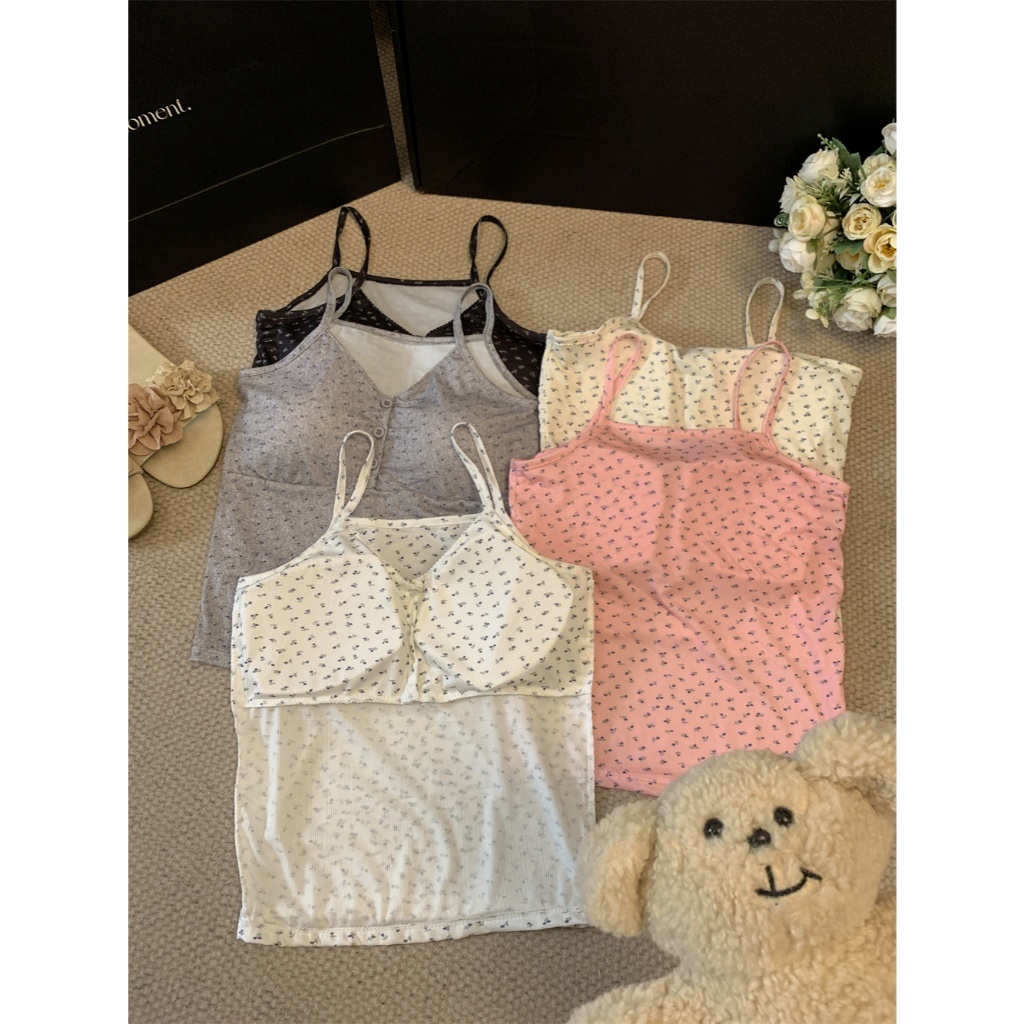 Y2K Buttons Sweet Girl Knitted Cotton Lace Sleeveless Top Summer Slim ...