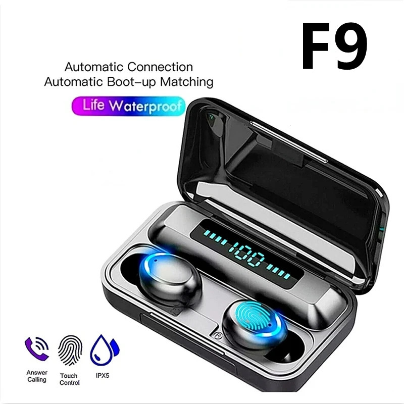 NEW F9 TWS Bluetooth Earphones Charging Box Wireless Headphones 9D ...