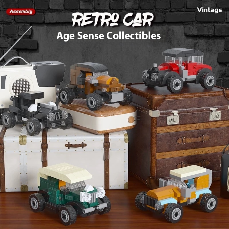 Spot retro sports car building blocks, micro-particle building blocks ...