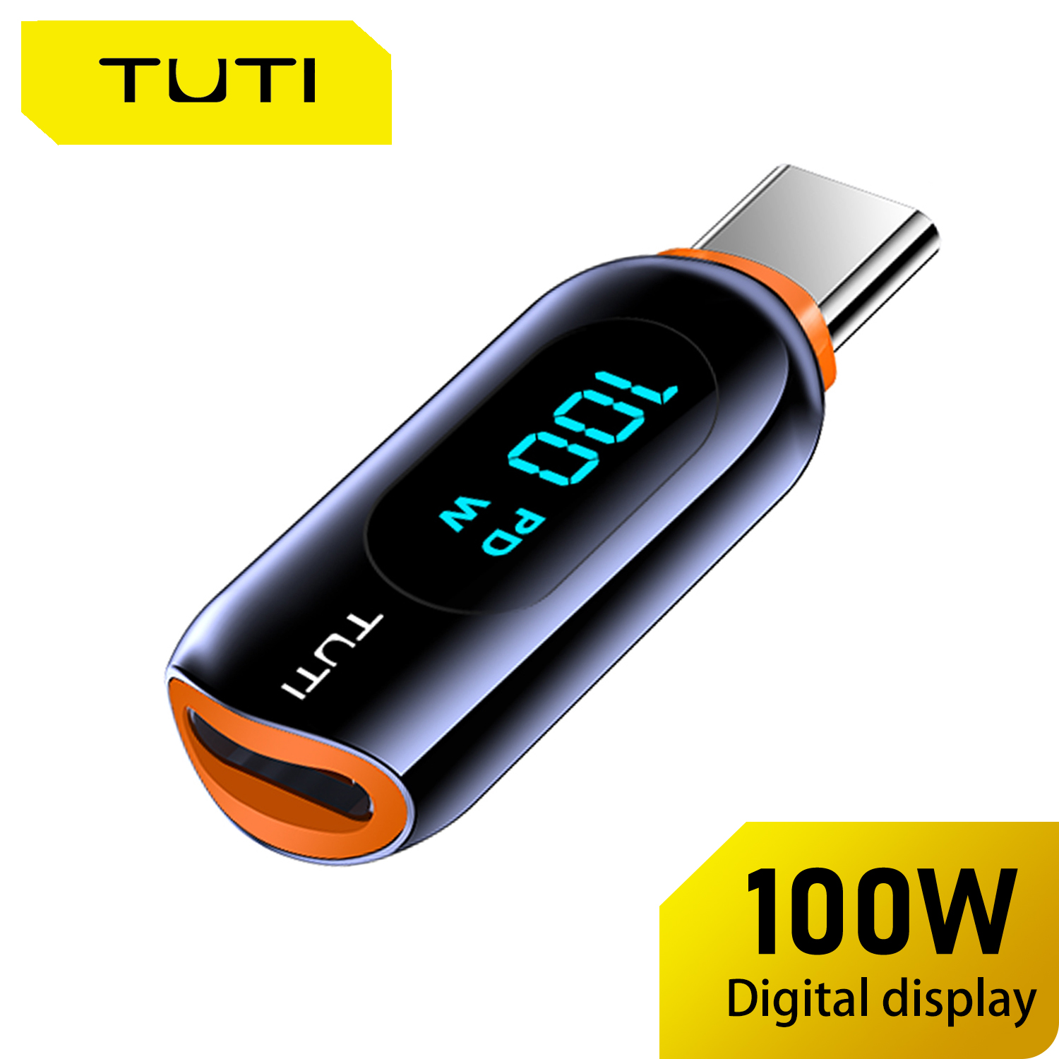 Tuti 100w Usb-c Male Extension Adapter with Type-c Power Meter Tester ...
