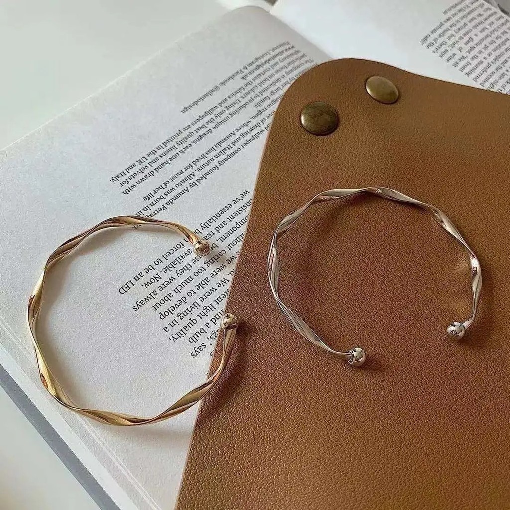 Female Influencer Wave Pattern Plain Ring Open Bracelet Bracelet Trendy ...