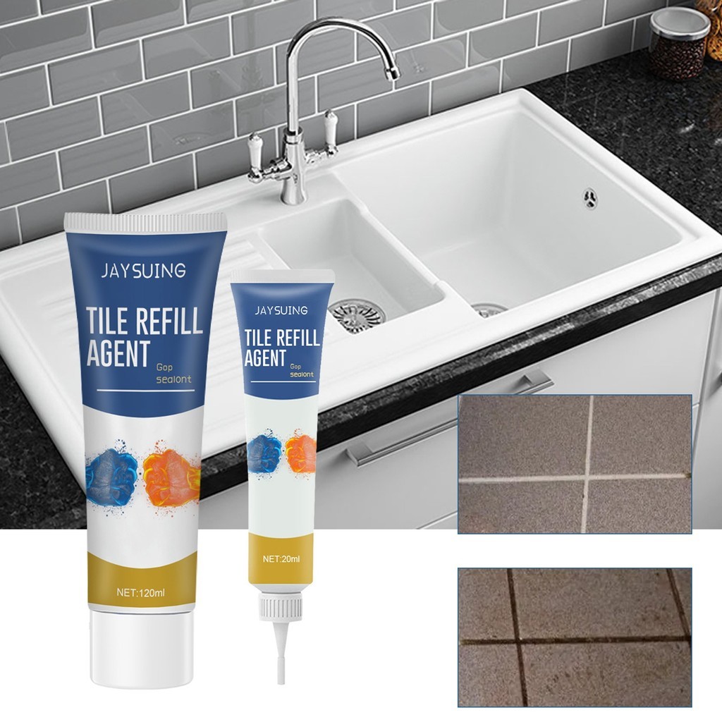 White Grout Filling Sealant Stain Whitener - Waterproof Silicone Joint ...
