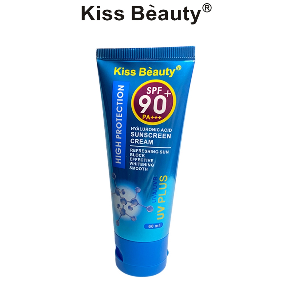 Kiss Beauty Skin Care Facial Sunscreen Cream SPF 90+ Hyaluronic Acid 60 ml | Shopee Philippines