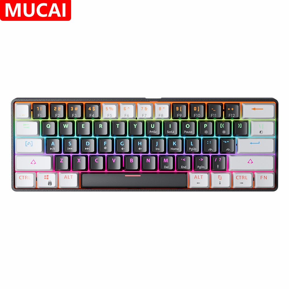 MUCAI MK61 USB Gaming Mechanical Keyboard Red Switch 61 Keys Wired ...