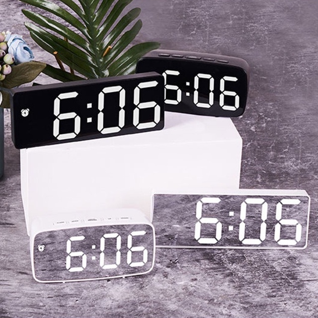 Alarm Clock Plastic LED Digital Night Light Display Mirror Decor Useful ...