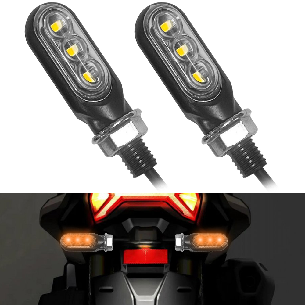 Flashing Tail Lamps M10 Screw Universal 3SMD LED Motorcycle Turn Signal ...
