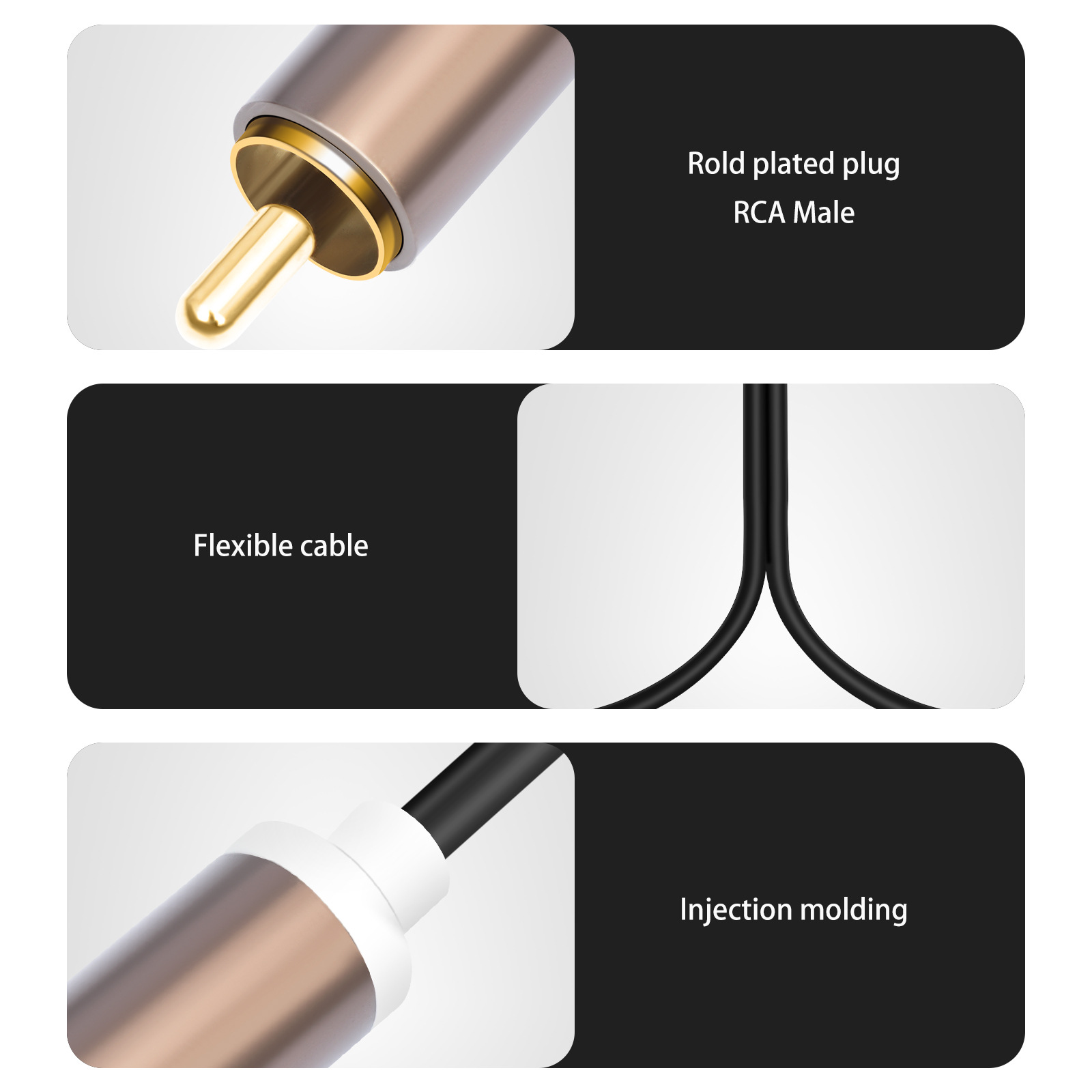 [Shopee Choice] Aluminum Alloy 2RCA To 2RCA Lotus Cable AV Four-head ...