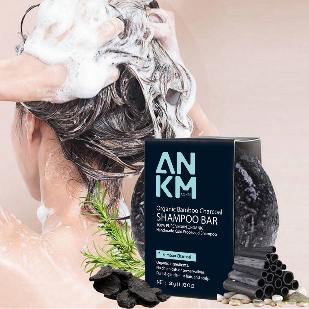 Bamboo Charcoal Shampoo Soap 60g/Block Round Block Shampoo Soap Deep ...