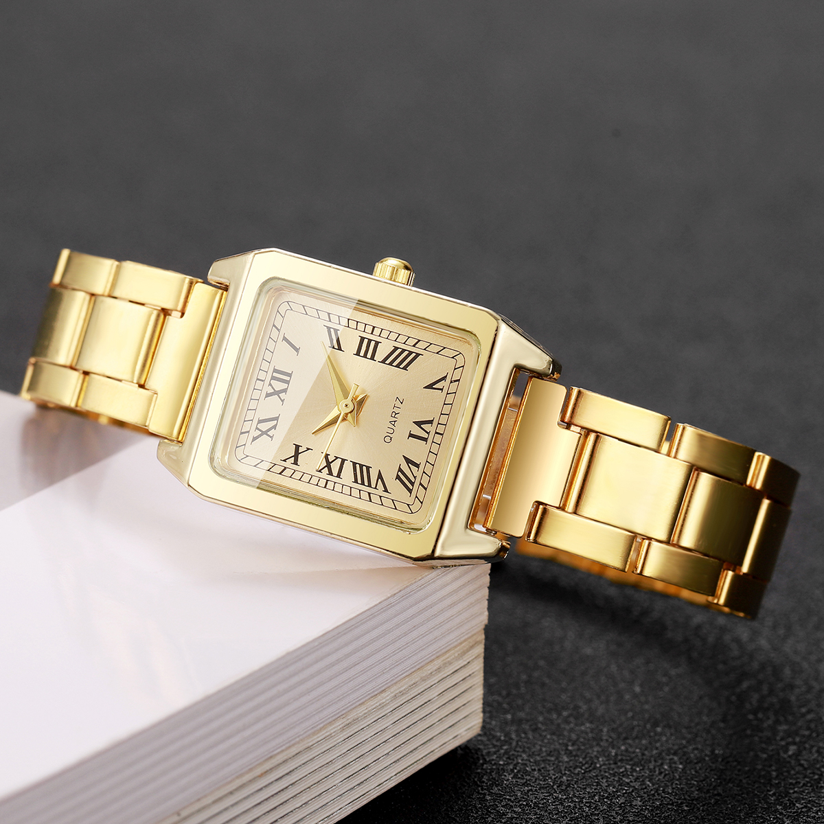 1/2PCS Fashion Women Quartz Watch Square Dial Elegant Wristwatch Set ...