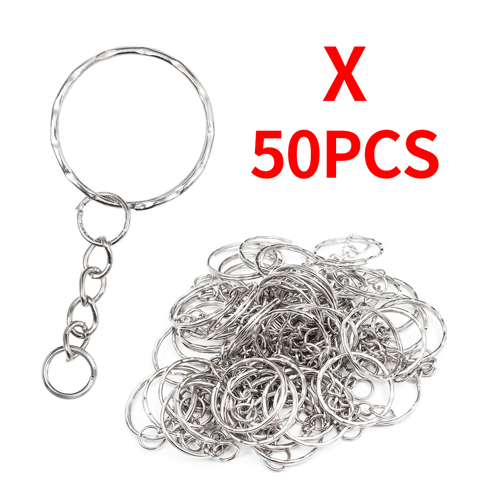 Lots DIY 25mm Polished Silver Keyring Keychain Split Ring Short Chain ...