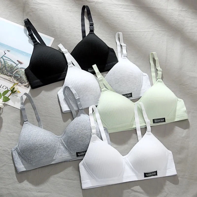 Thin cotton without steel ring gathered Girls bra Women Cotton Without ...