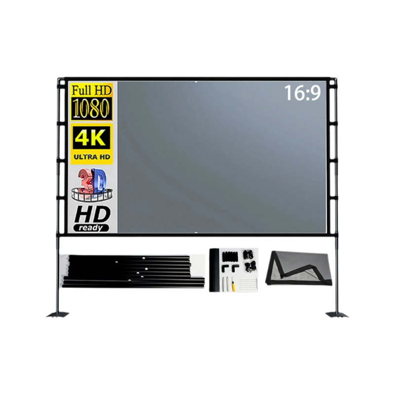 Projector Screen With Stand Grey Anti-light 84-120inch Foldable Iron ...