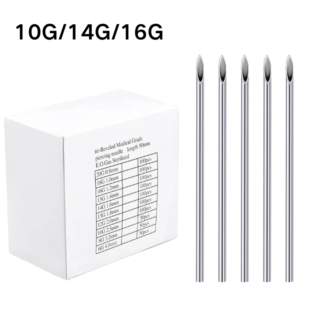100PCS/Box Disposable 316 Steel Piercing Puncture Needles For Navel ...